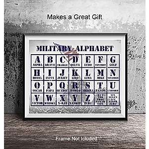 Military Alphabet - Patriotic Iwo Jima American Flag Wall Decor for Living Room - 8x10 Poster Print, Wall Art, Home Decoration- Patriotic Gift for Army, Navy, Marine, Air Force Veteran, Vet