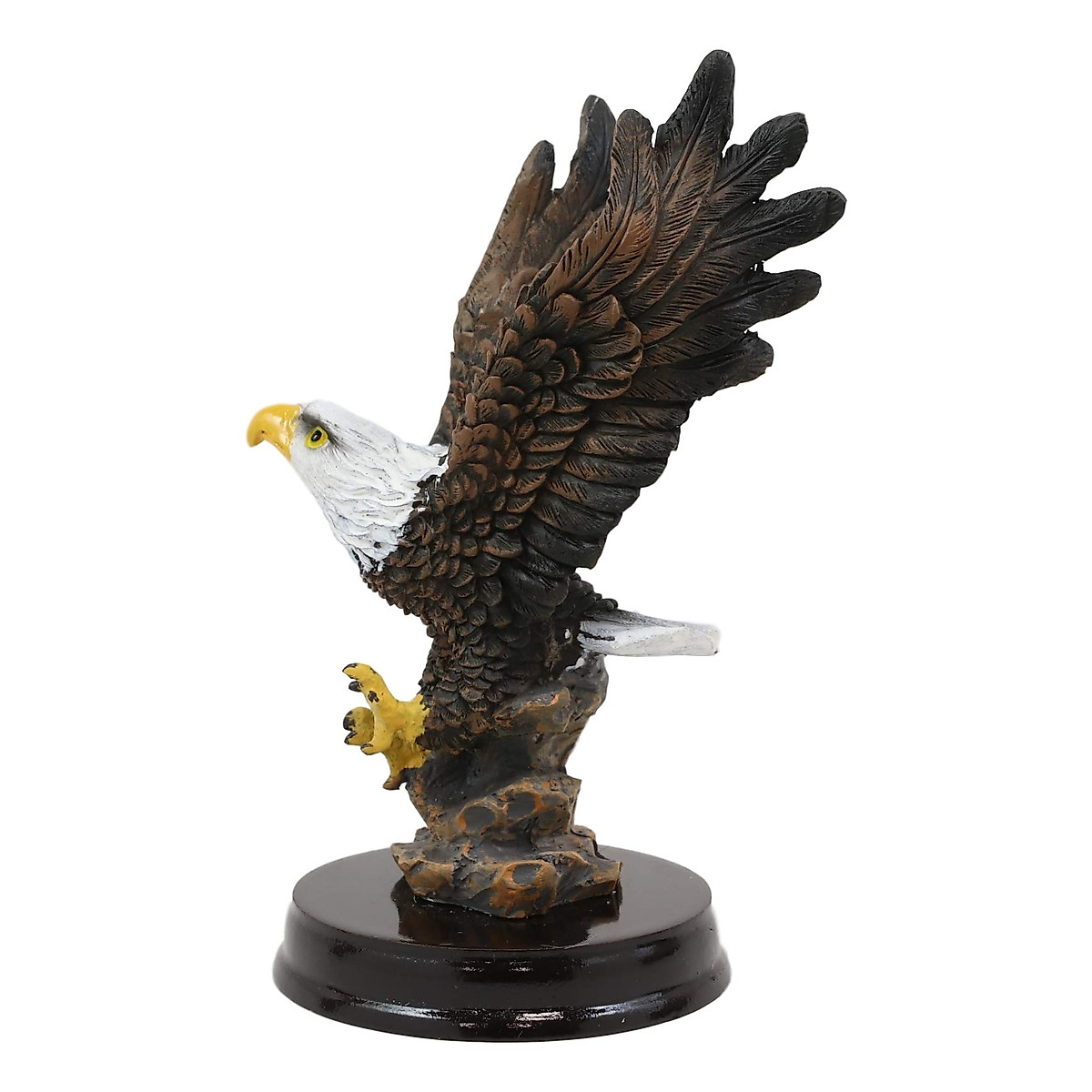 Ebros American Pride Swooping Bald Eagle with Spread Out Wings by Rocky Cliff Statue On Black Trophy Base 5.25" Tall USA Patriotic National Emblem Independence Day American Home Decor Figurine