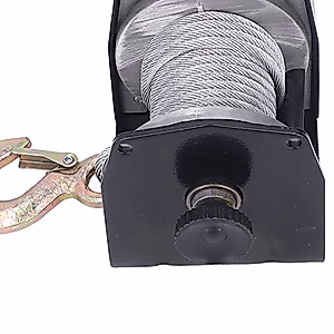 Electric Winch, 24V 2000LBS Load Capacity Electric Steel Cable ATV Winch Kits with Handheld Controller, Electric Winch kit with Buckle Design Alloy Steel Hook for Towing Boat Off Road Trailer