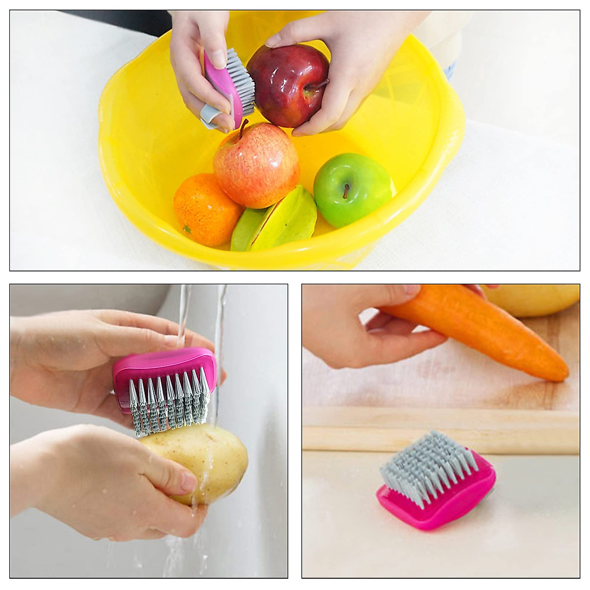 Openfly Flexible Vegetable Brush Fruit and Vegetable Brushes, Vegetable/Fruit Peeler with Brush Bendable Fruit Brush Scrubber for Food Veggies Carrot Potato Corn, 5 Pcs