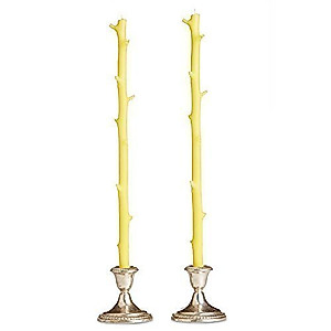 Stick Candles/Hickory Casting/Beeswax/Pair