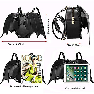 Women Backpack Novelty Bat Wings Daypack Gothic Purse Punk Lace Lolita Bag Lady, Black