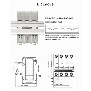 Elecnova 6-63A Miniature Circuit Breaker, AC 3 Pole 400V, DIN Rail Mounted 50 amp Breaker, Thermal Magnetic Trip, 110V / 120V Available, Overload, Short-Circuit Protection