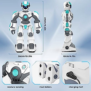 VATOS Remote Control Robot for Kids Extra Large, 15.4" Programmable RC Robot Toy with Sing Dance, Gesture Sensing & Voice Control Smart Robot, Rechargeable Robot for Toddler Boys Girls 3 4 5 6 8+