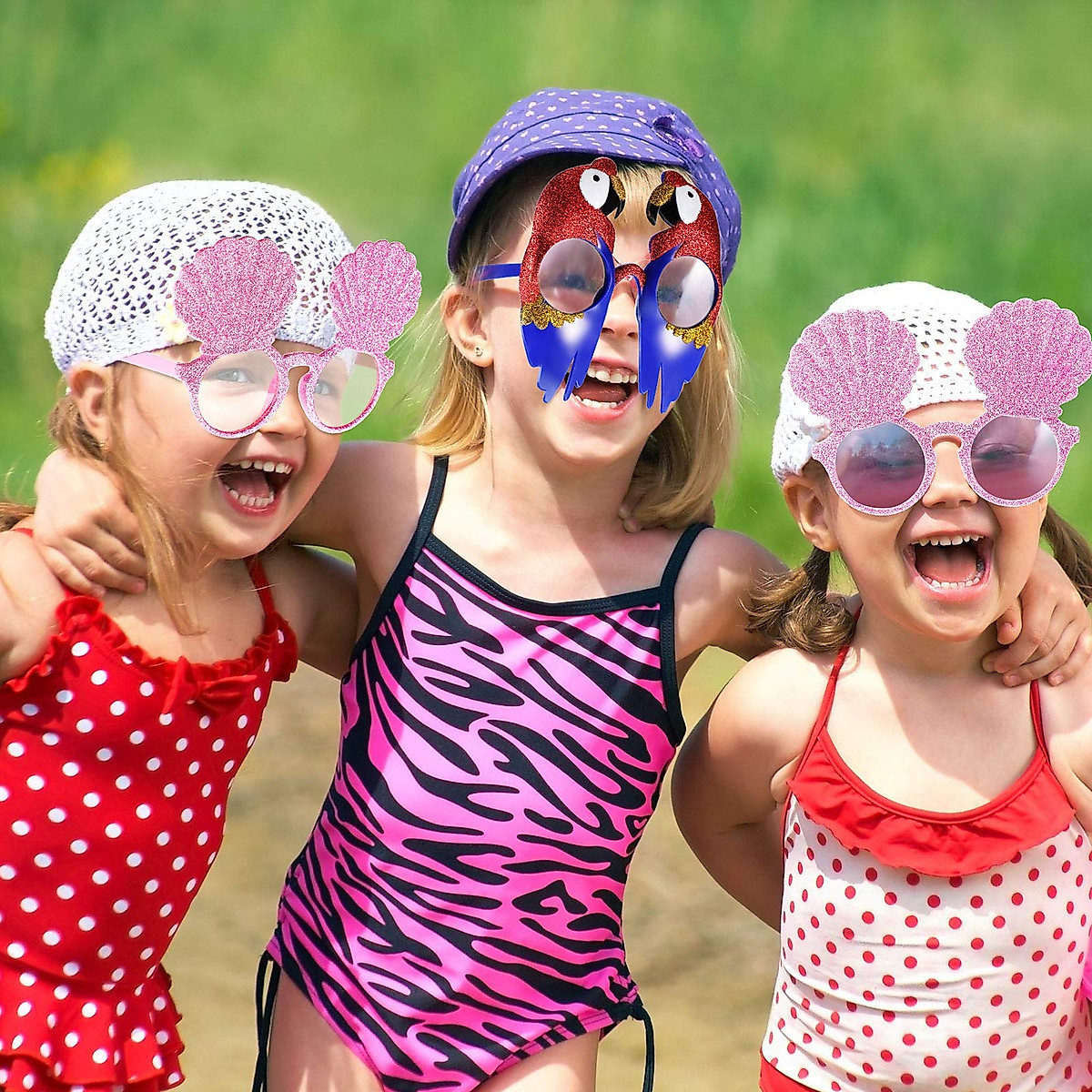 8 Pairs Luau Party Sunglasses, Hawaiian Funny Sunglasses Summer Party Sunglasses Novelty Eyeglasses Tropical Fancy Dress Props for Creative Hawaiian Beach Theme Party Supplies