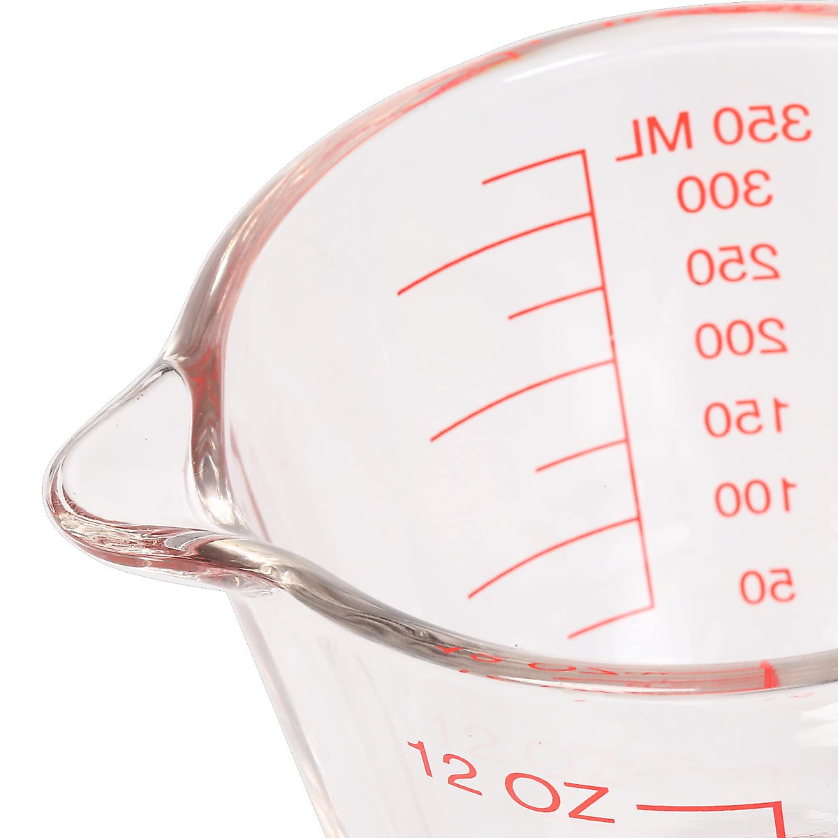 DOTINGHUX 12 oz Measuring Cup 1½ Cup Glass, Clear, Red