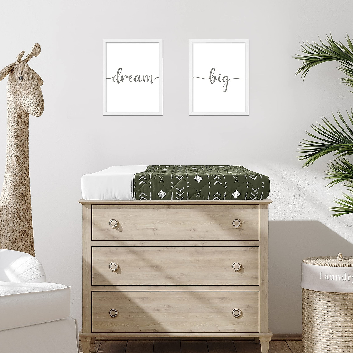 Sweet Jojo Designs Hunter Green Boho Tribal Mudcloth Boy or Girl Baby Nursery Changing Pad Cover - White Woodland Bohemian Southwest Geometric Arrow Aztec Mud Cloth