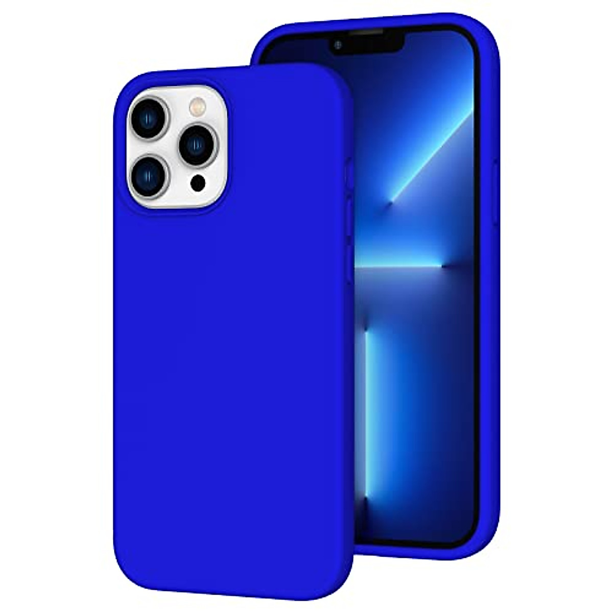 K TOMOTO Compatible with iPhone 13 Pro Max Case for Women, [Drop Protection] [Anti-Fingerprint] [Anti-Scratch] Shockproof Soft-Touch Silicone Phone Case for iPhone 13 Pro Max 6.7", Klein Blue