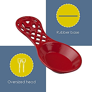 Cast Iron Kitchen Pantry Ware Bundle (3-Piece Set) Red | Includes Paper Towel Holder, Spoon Holder, Napkin Holder | Farmhouse Collection | by Home Basics