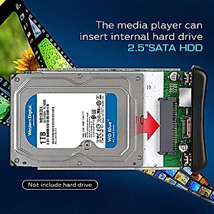1080P USB3.0 HDMI Media Player Support 2.5" SATA HDD with HDMI/AV/Coaxial Output, Portable MP4 Player for Videos/Music/Photos from USB Drive/SD Card/Internal or External HDD