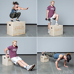 Rep 3 in 1 Wood Plyometric Box for Jump Training and Conditioning 24/20/16