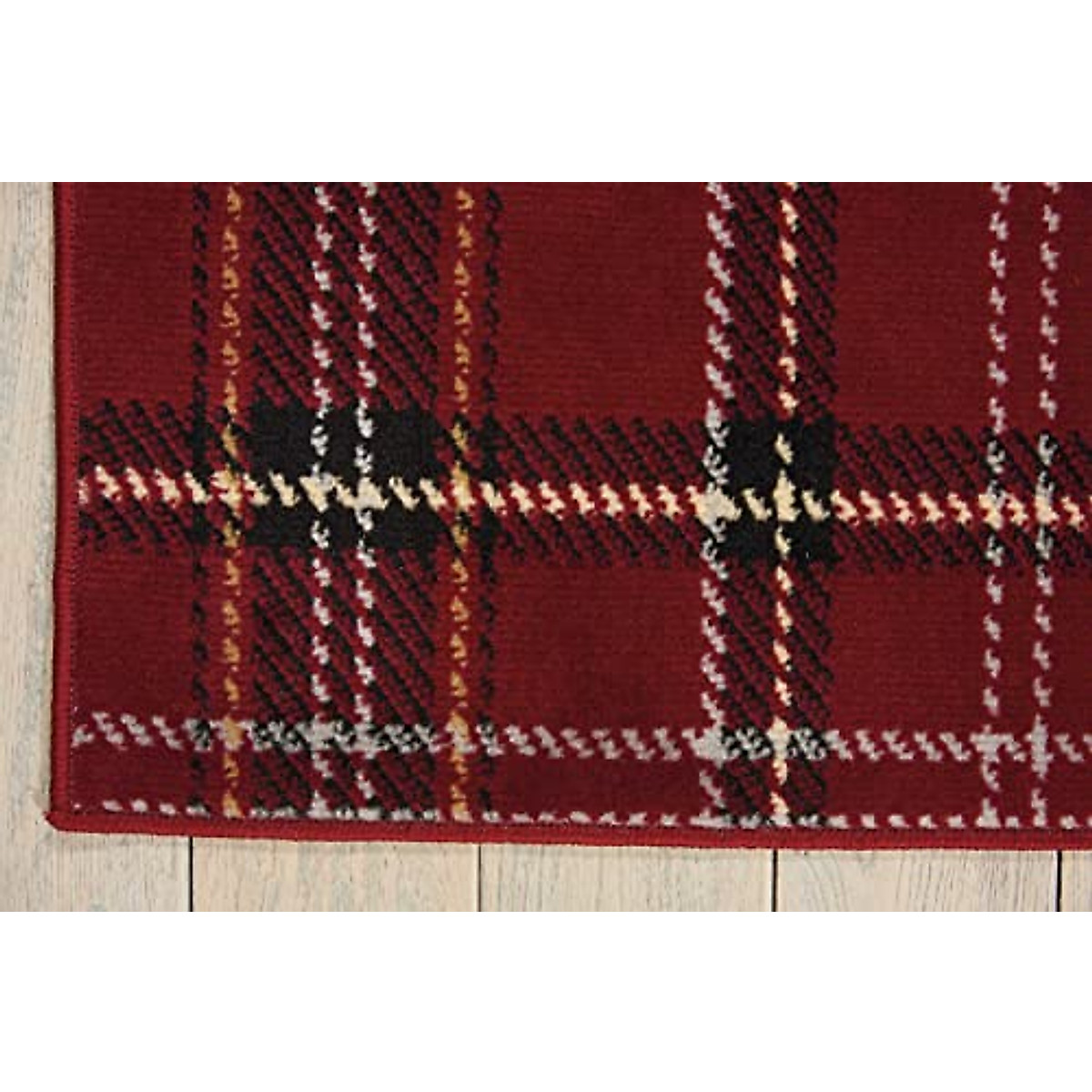 Nourison Grafix Red 5'3" x 7'3" Area -Rug, Modern, Plaid, Bed Room, Living Room, Dining Room, Kitchen, Easy -Cleaning, Non Shedding, (5' x 7')