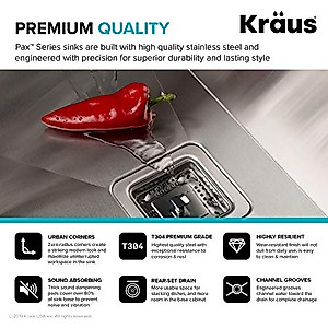 KRAUS Pax 24-inch 18 Gauge Undermount Single Bowl Stainless Steel Laundry and Utility Sink, KHU24L