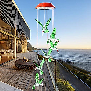 Hummingbird Solar Wind Chims,Gifts for All Father,Stepdad,Grandpa,Husband,mom,Grandma,Women,Aunt,Daughter,Friend,dad, Mother Birthday Gardening Gift,Windchime Outside, Perfect for The Patio, Garden