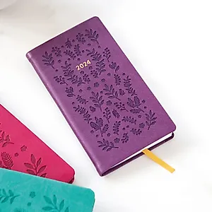 Letts of London Woodland Weekly Planner, 12 Months, January to December, 2024, Pocket Size, 5.875" x 3.125", Multilingual, Purple (C082175-24)