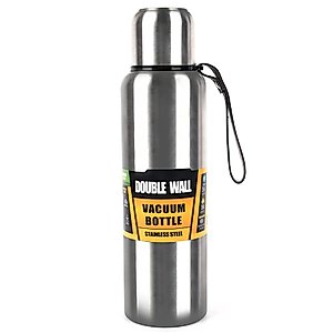 Subron Vacuum Insulated Thermos Water Bottle 17 Oz with Wide Mouth Cup BPA-Free Stainless Steel Water Bottles for Cold & Hot Drink Coffee (500ml,Sliver)