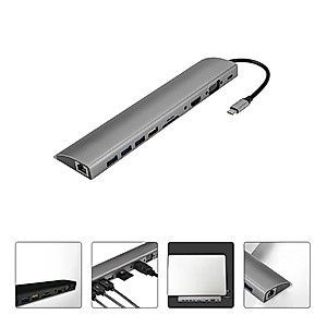 OSALADI USB Hub USB Hub USB Hub USB Hub USB Hub USB Hub USB Hubs Aluminium Alloy Computer Converter Type- c Hub 11- in- 1 Hub Dock Station USB Docking Station Adapter