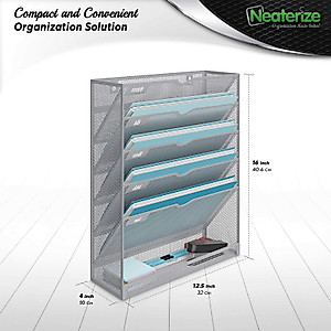 Mail Organizer for Wall - Heavy-Duty Mesh Hanging File Organizer. Wall Organizer For Papers, Folders, Files Clipboard & Magazine Organization. Great For Home, Office Classroom Or Doctor. (Black)