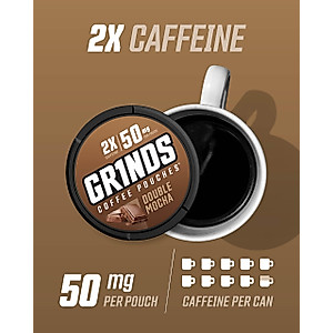 Grinds Coffee Pouches | 3 Cans of Double Mocha | 18 Pouches Per Can | 1 Pouch eq. 1/4 Cup of Coffee (Double Mocha)