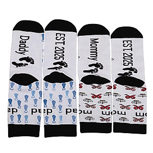 MBMSO New Parents Gifts Daddy Mommy Est 2025 New Mom and Dad Socks Pregnancy Reveal Gifts for Parent to be Gifts First Time (Daddy Mommy Est 2025)