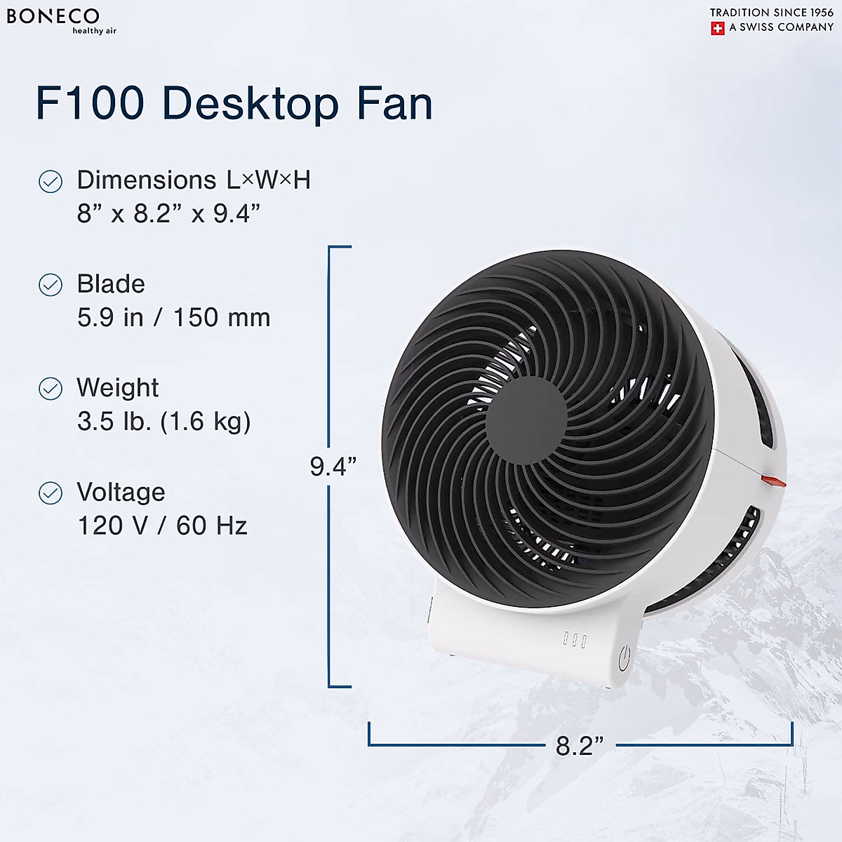 BONECO - F100 Desktop Air Shower Fan, Air Circulator (White)