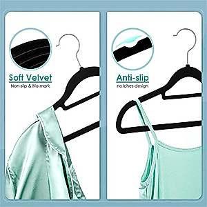Velvet Garment Hanger, Non-Slip Hanger, Space Saving Clothes Hanger, Heavy Duty Adult Hanger with 360° Swivel Hook, Pack of 30 (2)