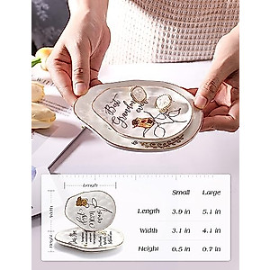 HAYATTEE Grandma Gifts Mothers Day Gfts for Grandma Jewelry Dish Tray with Beautiful Gift Box Gifts for Grandma Birthday Gifts for Women Ceramic Trinket Dish, Set of 2