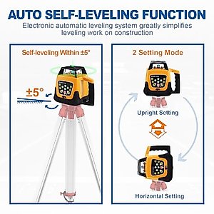 Iglobalbuy Rotary Laser Level Green Laser Self Leveling Kit, 500M Green Beam 360° Automatic Horizontal/Vertical Self-leveling Rotary Rotating Laser Level with Remote Control + Receiver