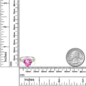 Gem Stone King 925 Silver and 10K Yellow Gold Pure Pink Mystic Topaz White Moissanite and White Diamond Ring For Women (4.84 Cttw, Heart Shape 10MM, Size 6)