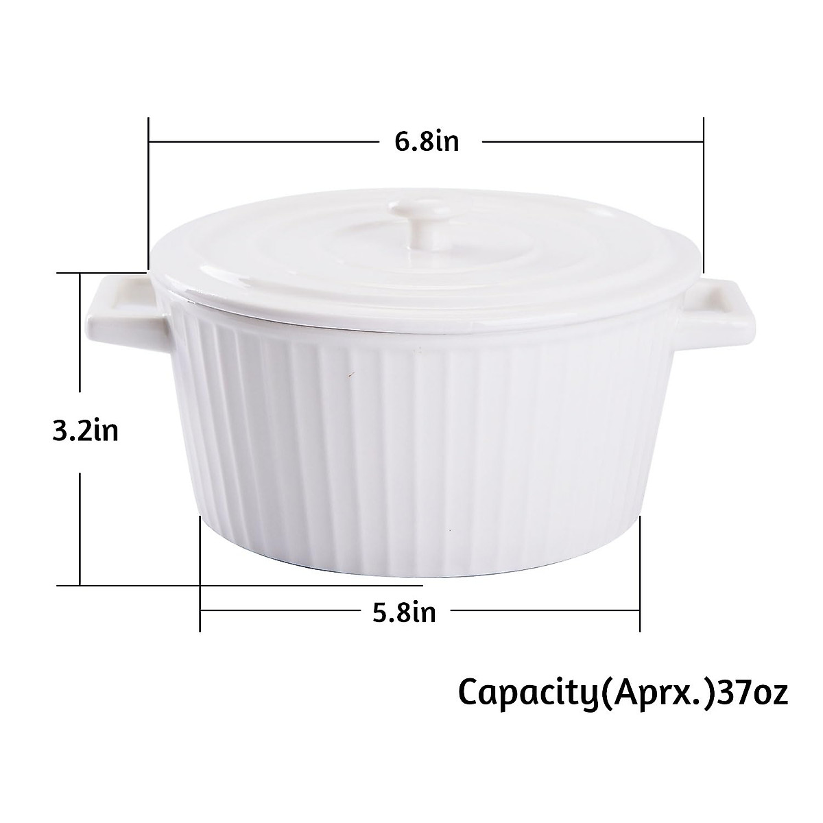 WHJY White Colorful Ceramic Casserole Dish with Lid，1 Quart Ceramic Casserole Pan for Bakeware Oven
