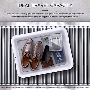 Final Touch Aero Flask Travel Liquor Container - 3.4 oz 100ml Carry-On Flask with Built-in Funnel - Aerodynamic Design Inspired by Airplane Wings - Stainless Steel - Comfortable for Pocket (FTA1820)