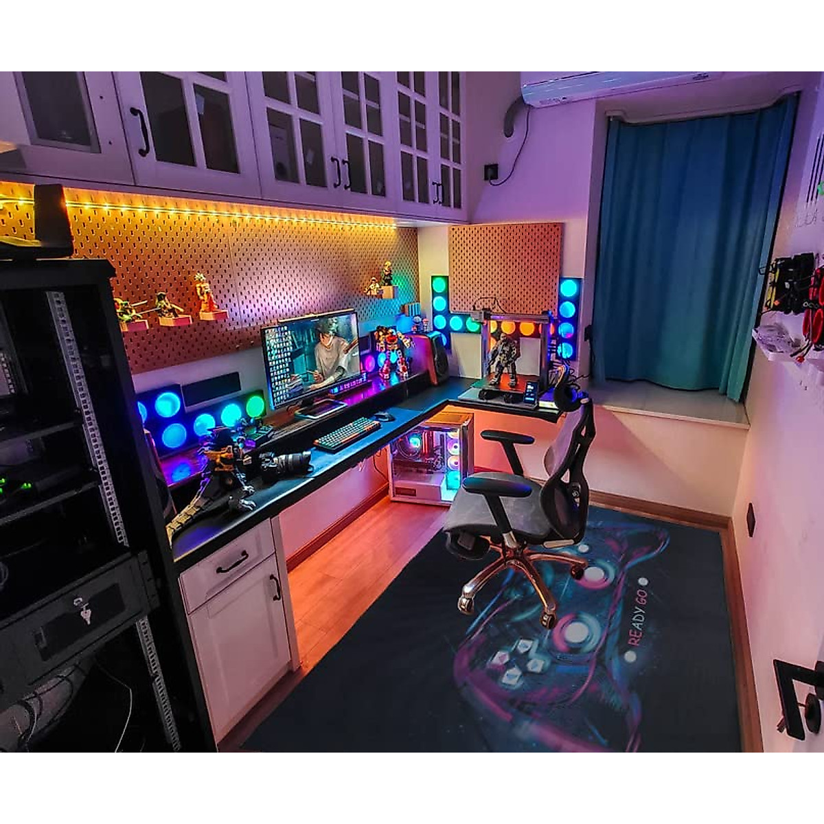 Sunnycitron Gaming Area Rugs Gamer Player Rug for Boys Room Decor Teens 3D Video Game Controller Room Mat Carpet Decor for Bedroom Living Room Playroom Carpet Black Red (59"x39")