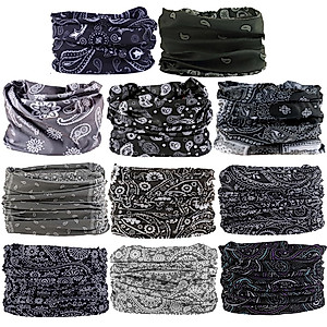 MOXBEST Neck Gaiter Mask Face Scarf Bandana Tube Cover Headwear Balaclava Headband Headwrap for Men and Women (12-Paisely A)