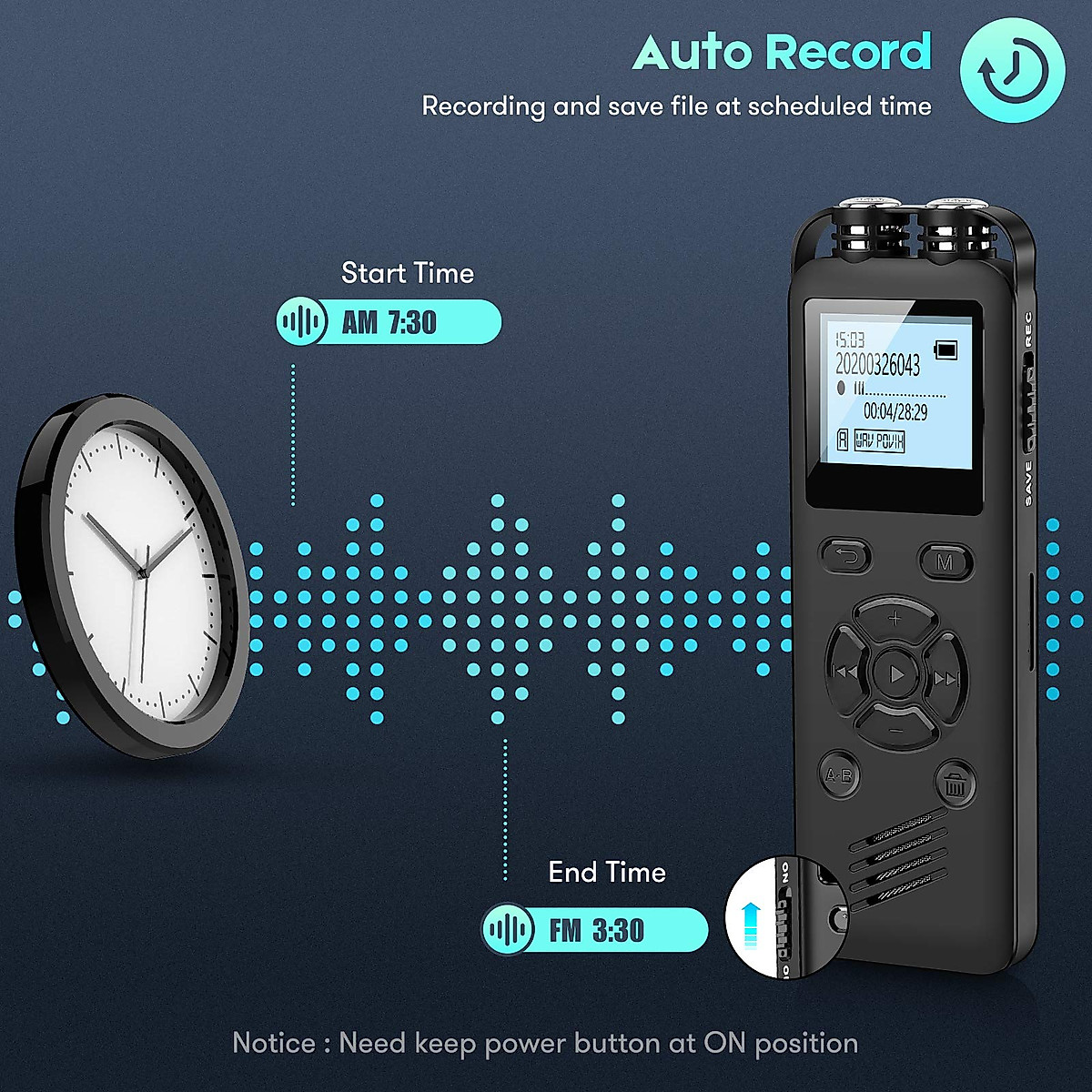 Aomago 32GB Digital Voice Recorder for Lectures Meetings - A36 Audio Recorder with Playback Support External Microphone and Line in Recording 1536Kbps Recording Dictaphone