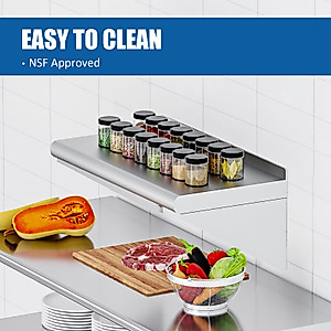 Chingoo Stainless Steel Shelf 12" x 48", 350 lb Wall Mounted Commercial Stainless Steel Shelves Metal Shelving for Restaurant, Bar, Utility Room, Kitchen and Garage