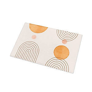 Indoor Doormat Boho Sun Mid Century Abstract Geometric,Shaggy Floor Mat with Non-Skid Backing Modern Minimalist Art,Machine Washable Plush Area Rug Carpets for Kitchen Nursery Bedroom 20x3in