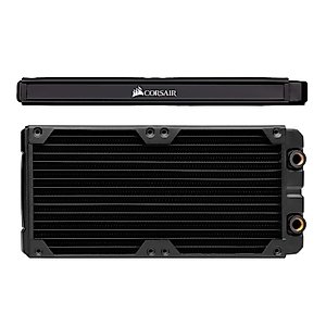 CORSAIR Hydro X Series XR5 280 mm Water Cooling Radiator (Dual 140 mm Fan Mounts, Easy Installation, Premium Copper Construction, Polyurethane Coating, Integrated Fan Screw Guides) Black