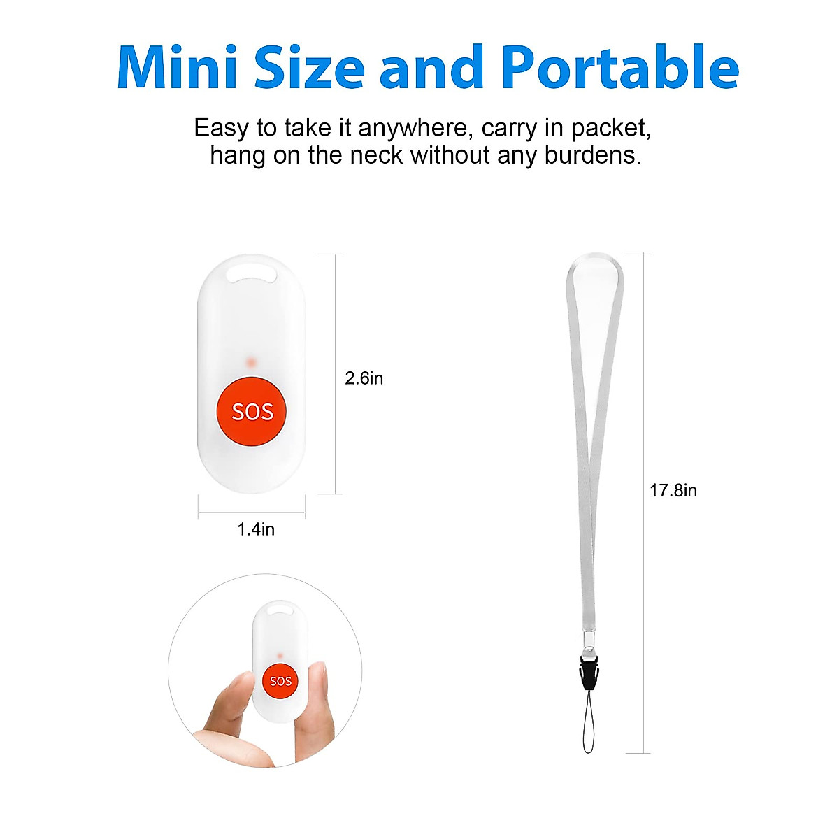 Caregiver Pager for Elderly, BITIWEND Wireless Call Button Personal Safety Alarm 600ft Range Smart Patient Help System Waterproof for Home/Elderly/Patient/Disabled Nurse Calling Alert 58 Chimes