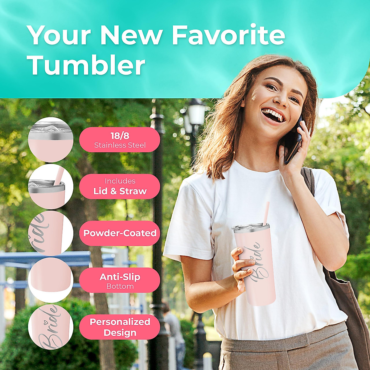 SassyCups Bride Tumbler Cup | Vacuum Insulated Stainless Steel Drink Cup for Bride to Be Gifts | Bridal Shower Gift | Bachelorette Gifts | Engagement Gifts | Valentines Day Gifts