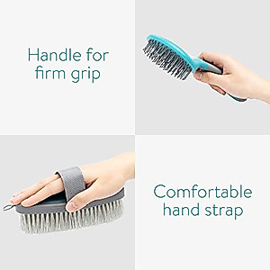 Navaris Horse Grooming Brush Set - 2x Equestrian Brushes for Horses Tail Mane and Body Groom Kit Comb Set - Detangling Horse Hair Brush
