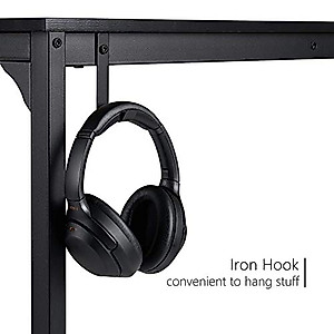 CubiCubi Computer Desk 47" Study Writing Table for Home Office, Modern Simple Style PC Desk, Black Metal Frame, Black