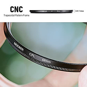 NEEWER 58mm Professional Lens Filter Kit: UV CPL FLD, ND2 ND4 ND8, Lens Hood, Lens Cap, Neutral Density Filter and Accessory Kit Compatible with Canon Nikon Sony Panasonic DSLR Cameras with 58mm Lens