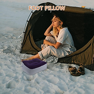 BESPORTBLE Inflatable Foot Rest Pillow Travel Footrest Cushion Outdoor Airplane Massage Stool Relax Cushion 2 Pcs (Grey Blue)