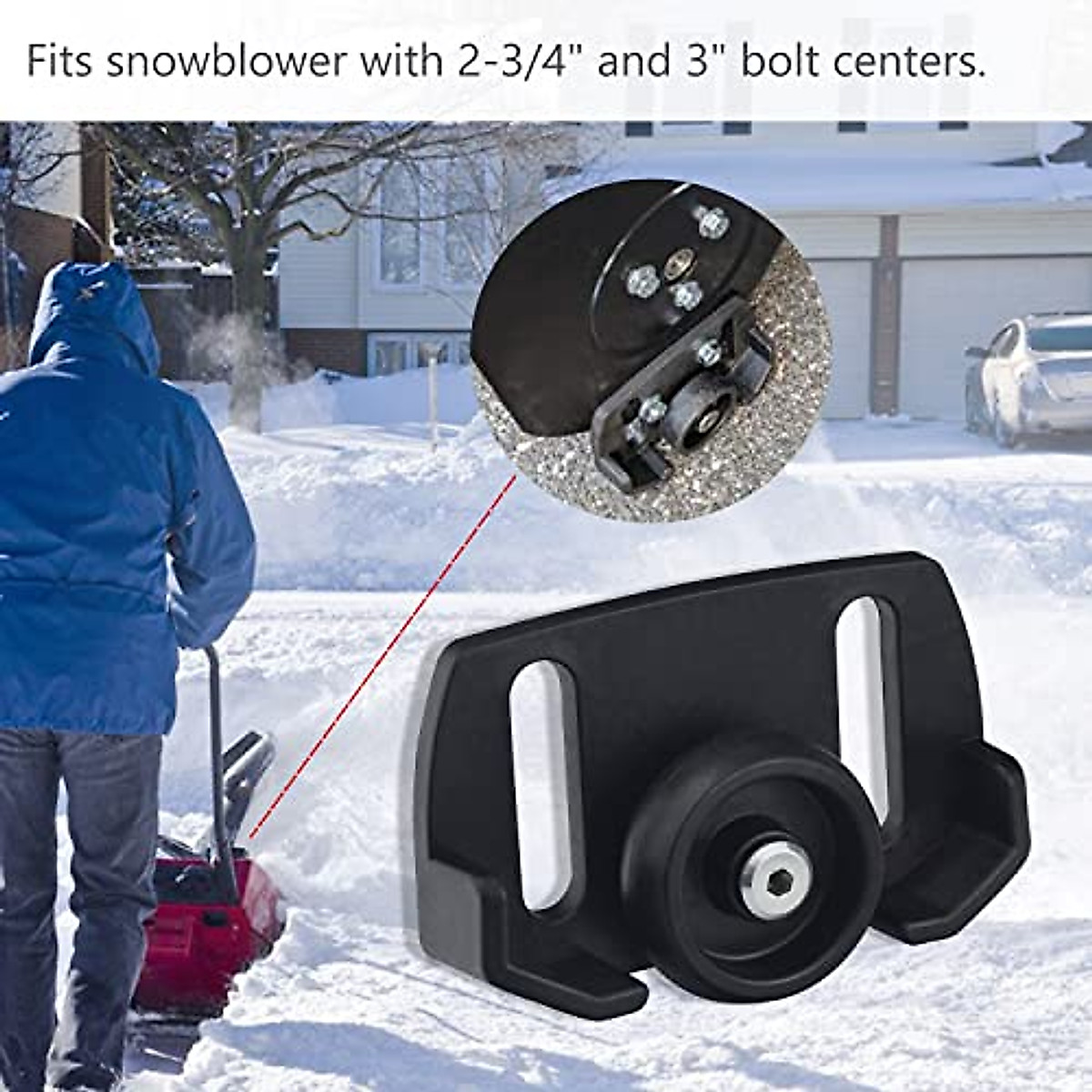 490-241-0038 Rolling Skid Shoes for Craftsman Cub Cadet A-riens Most 2 Stage & 3 Stage Snow Thrower, Fits Machines with 2-3/4" Slot and 3" Bolt Centers - with Spare Plastic Wheels Hardware Kit