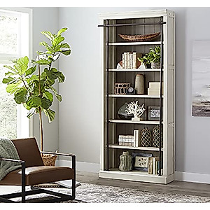 Martin Furniture Fully Assembled 8' Tall Bookcase, Aged Chateau White
