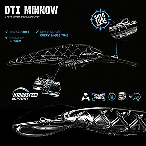 Nomad Design DTX Minnow with Patented Autotune System - Distressed Baitfish Swimming, Hydrospeed Belly Eyelet for Faster Trolling, BKK Diablo 5X Singles 3/0 Hooks, 125 FLT 5, 20ft, Hot Pink Mackerel