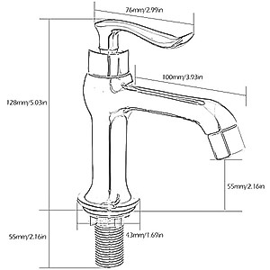 Bathtub Basin Pillar Taps Pair Plating Single Cold and Hot