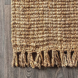 JONATHAN Y NRF103A-5 para Hand Woven Chunky Jute with Fringe Area-Rug, Bohemian, for Bedroom, Kitchen, Living Room,5 X 8,Natural