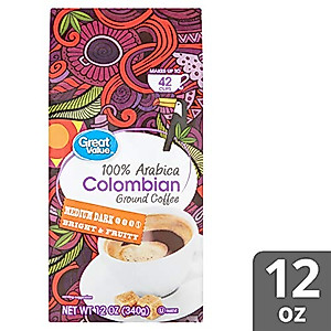 Great Value 100% Arabica Colombian Medium Dark Ground Coffee - 12 oz.