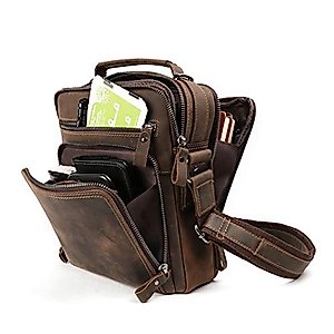 Genuine Leather Small Messenger Bag for Men Vintage Shoulder Crossbody Bags for Work Business Travel